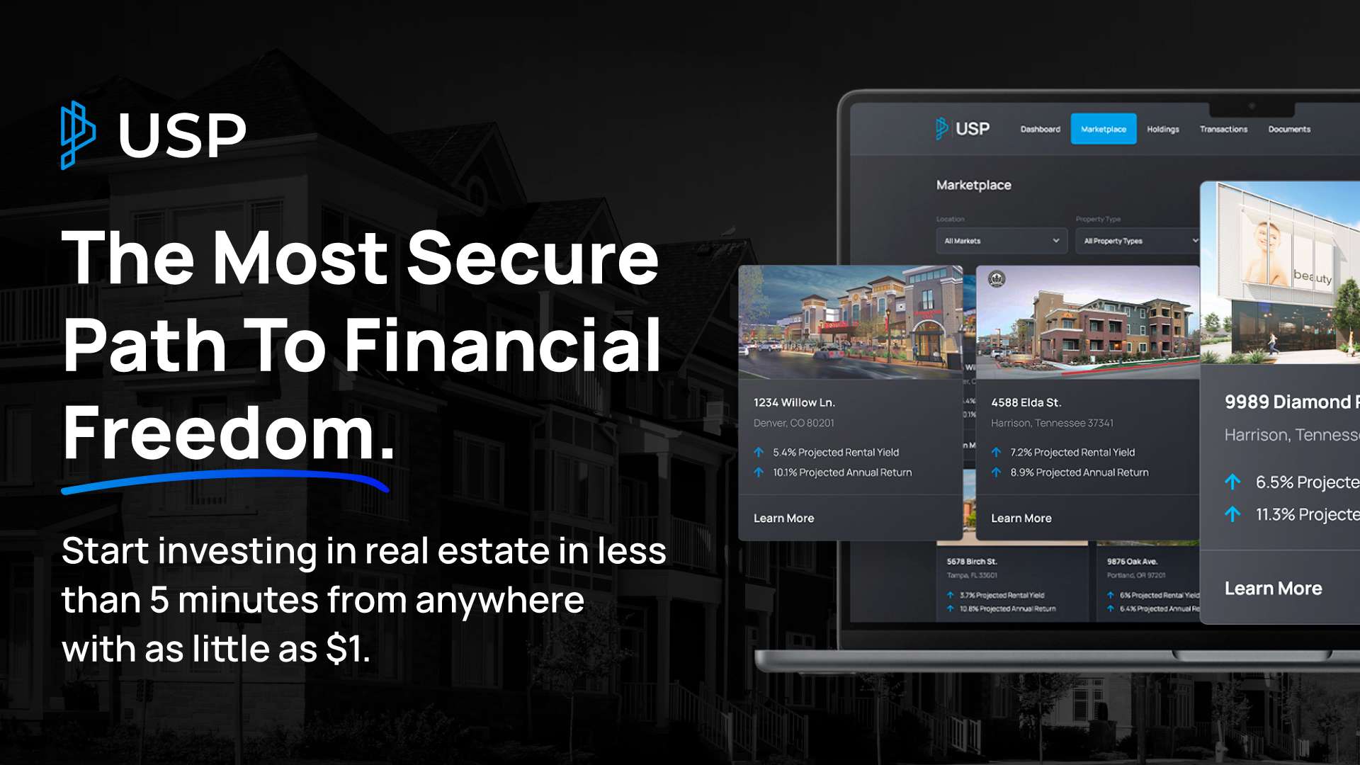 USP Tokenized Real Estate Platform | Invest in real estate in 5 minutes.